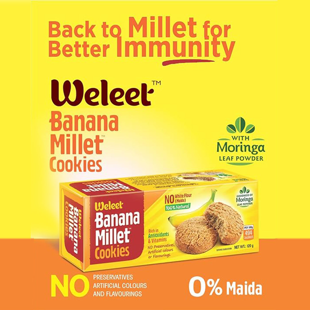 Weleet Banana Millet Cookies | Buy Healthy Snacks for Kids