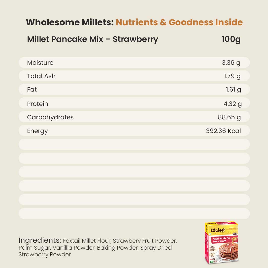 Buy Instant Strawberry Millet Pancake Mix | Weleet Foods