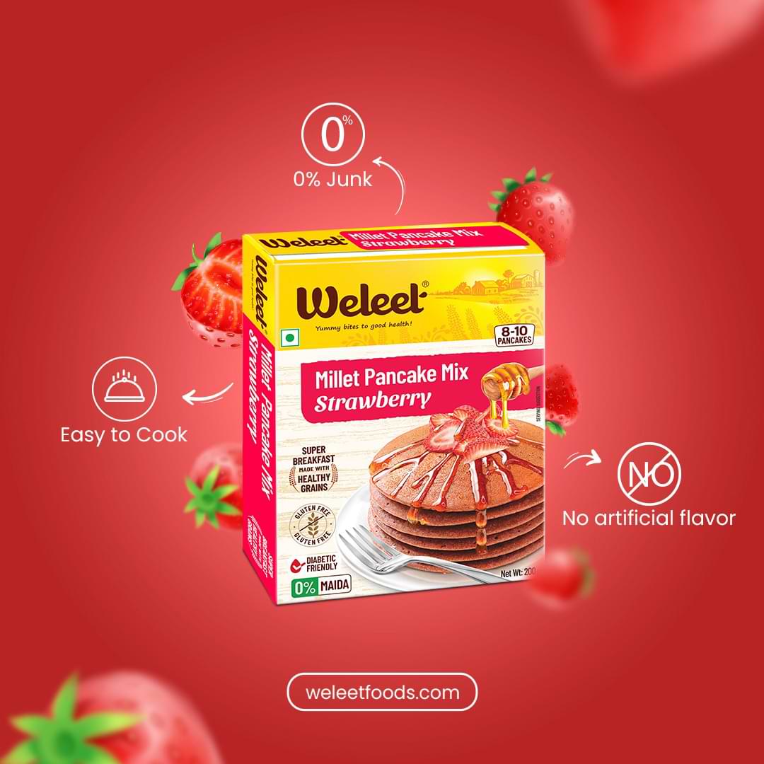 Buy Instant Strawberry Millet Pancake Mix | Weleet Foods